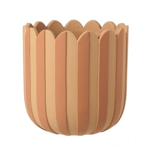 Striped Terracotta Pot, Boho Clay Pot, Scalloped Plant Pot Cover, Retro ...