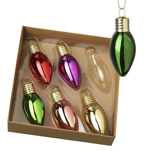 Baubles, Metallic Multicolour Glass Baubles Fun Novelty Light Bulb ...