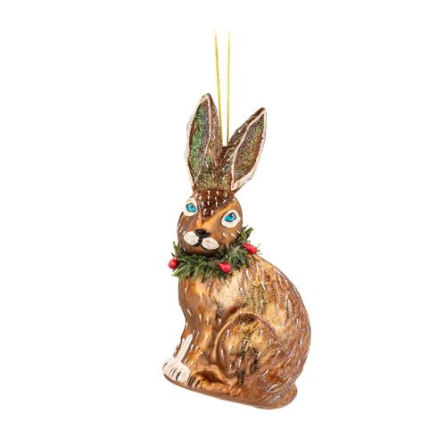 Christmas Decoration, Novelty Xmas Hare Bauble, Festive Glass Rabbit ...