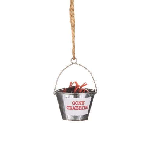 Gone Crabbing Bucket Christmas Decoration Hanging Ornament Crab Coastal ...