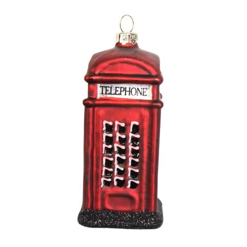 Red Telephone Box Christmas Bauble, Glass Phone Bauble Fun London Xmas ...