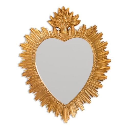 Medium Gold Sacred Heart Mirror, Gold Mirror, Mexican Mirror, Mexican ...