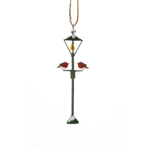 Christmas Decoration Lamp Post with Robins Bauble Old Fashioned Vintage ...