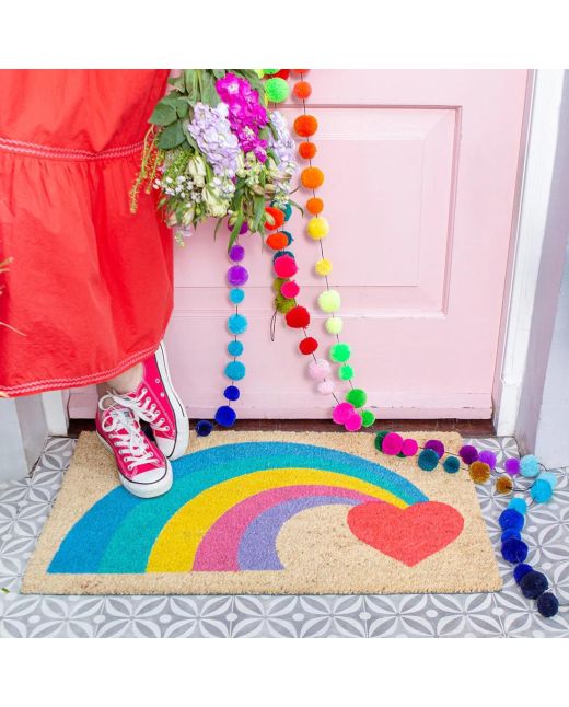 Bombay Duck Door Mat Rainbow Star Colours Doormat, Natural Coir, Multi ...