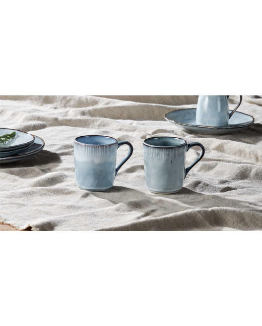 Set of 2 Tall Coffee Mugs with Deep Blue Glaze - Simi Mug - Navy Blue ...